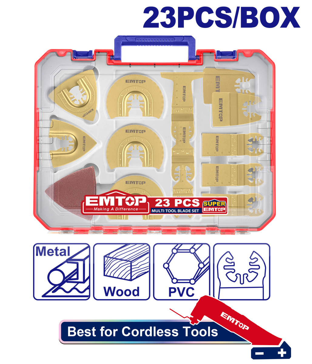 Kit Multiherramienta EMTOP EMTB2301 – 23 Piezas para Corte y Lijado en ...